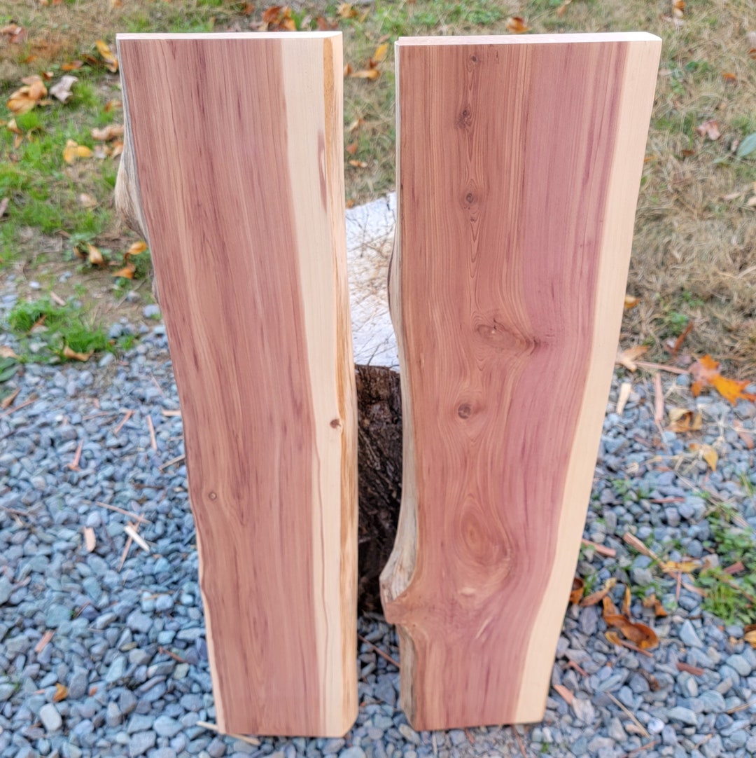 2 Thick Cedar Slabs, 27" Planed and Sanded Live Edge Cedar Boards ...