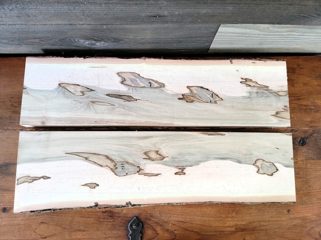 2 Spalted Maple Slabs, 24 Floating Shelves, Planed and Sanded Live Edge ...