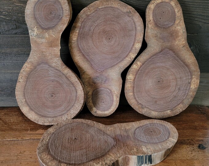 13" - 15" Oval Walnut Wood Slices, Slabs, Set of 4, Rustic Wedding ...