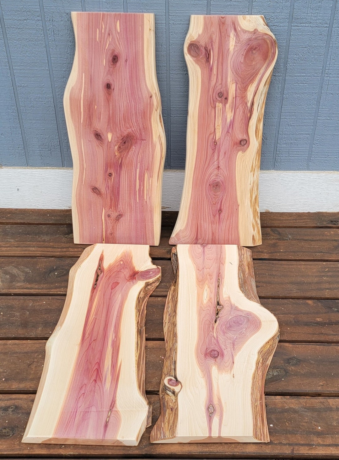 Set of 4 Cedar Slabs, 24 Live Edge Eastern Red Cedar Boards, DIY ...