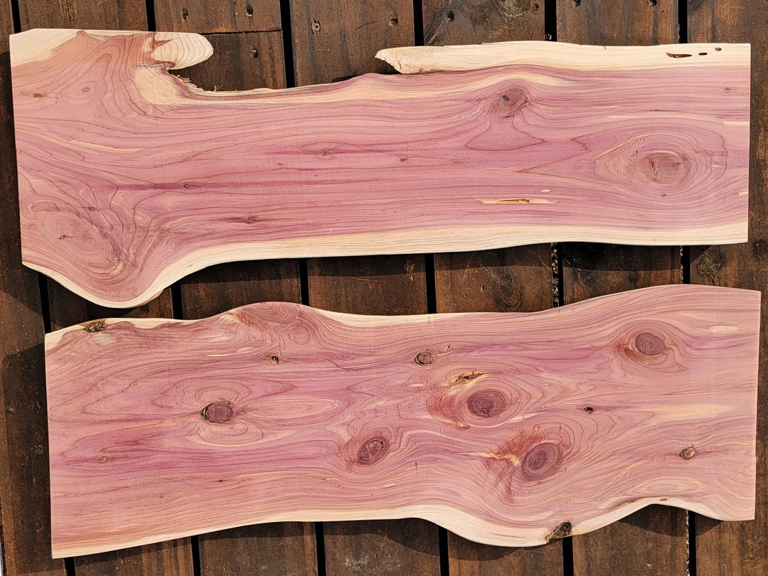 Set of 2 32 Cedar Slabs, Planed, Sanded, Dry Live Edge Red Cedar Boards ...
