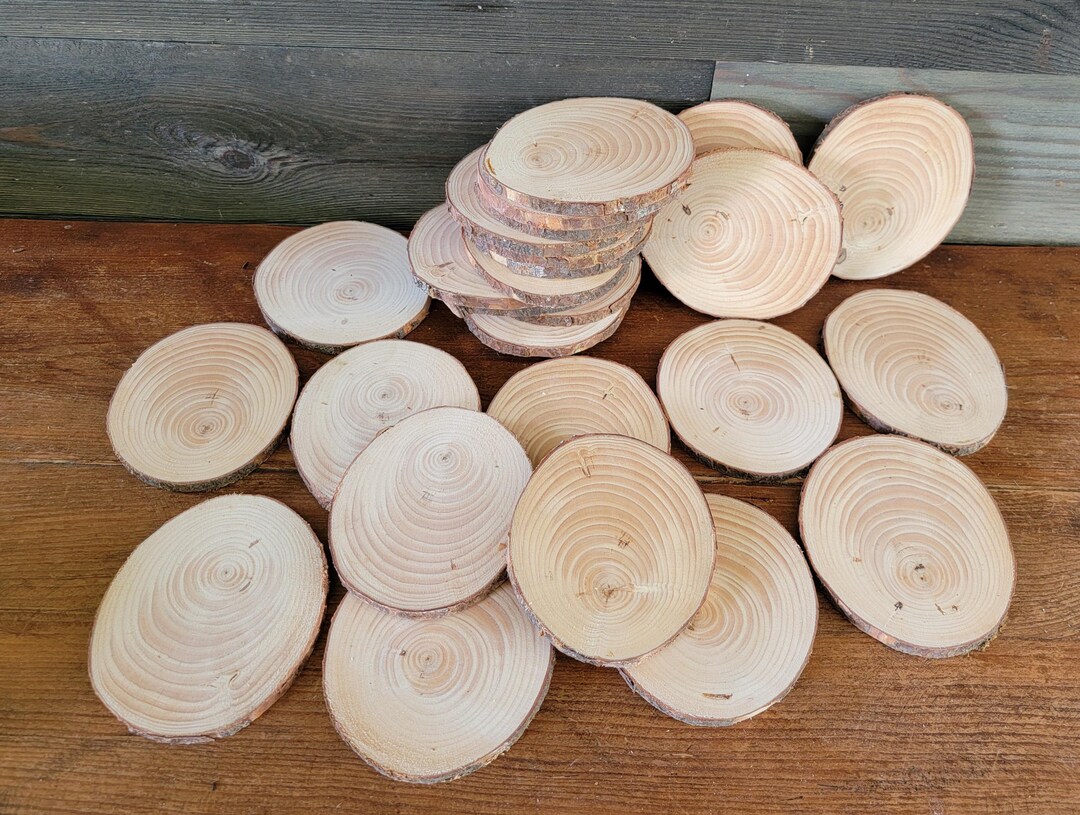 18 Sanded Pine Tree Slices 4 4.25 DIY Ornaments, Rustic Wedding Decor ...