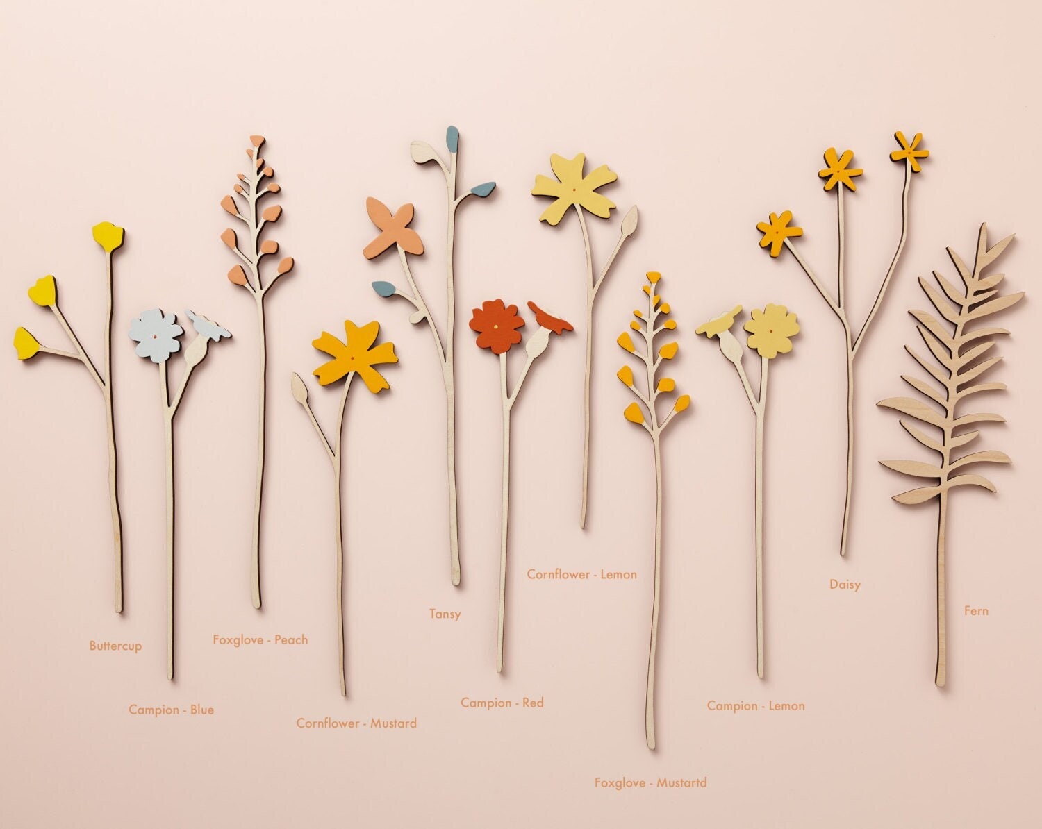 Hand-painted Wooden Flower Stems: Birch Meadow Flowers - Etsy Canada