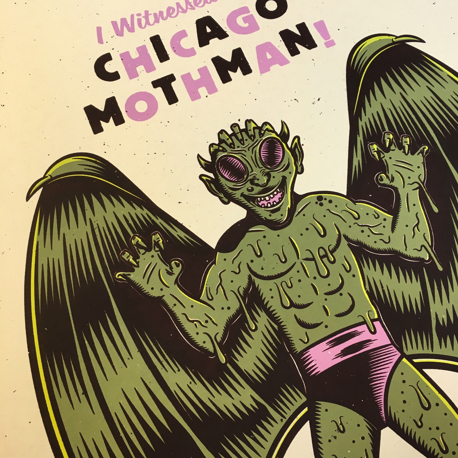 Chicago Mothman 16" X 20" Screen Printed Poster | Moth Man Print ...