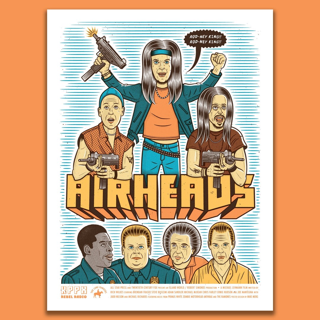 AIRHEADS 18" X 24" Screen Printed Poster | Movie | 90s | SNL | Art ...