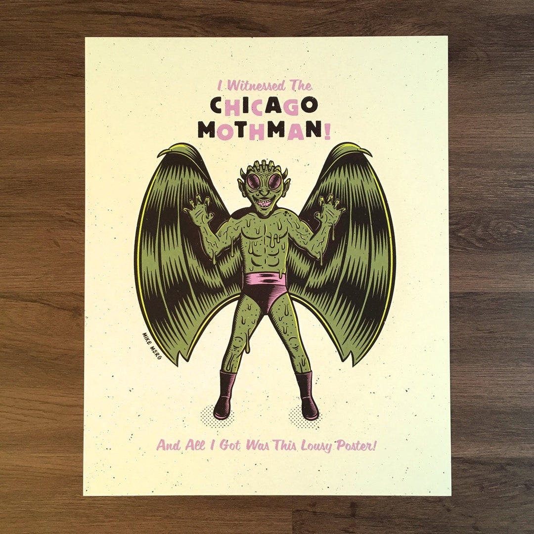 Chicago Mothman 16" X 20" Screen Printed Poster | Moth Man Print ...