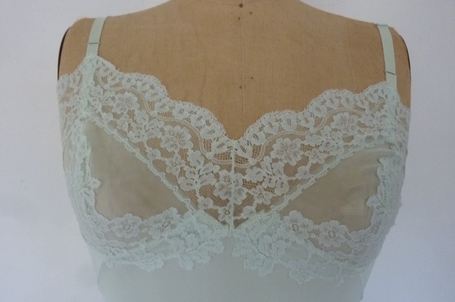 Full Slip Vintage Sheer Lace Mint Green Slip Dress Made By Etsy