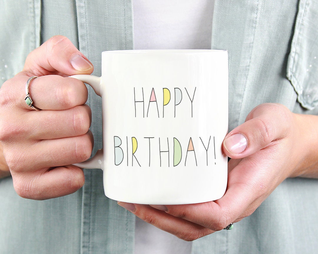 Happy Birthday Personalized Mug, Birthday Gift, Fun Colorful Letters - Etsy