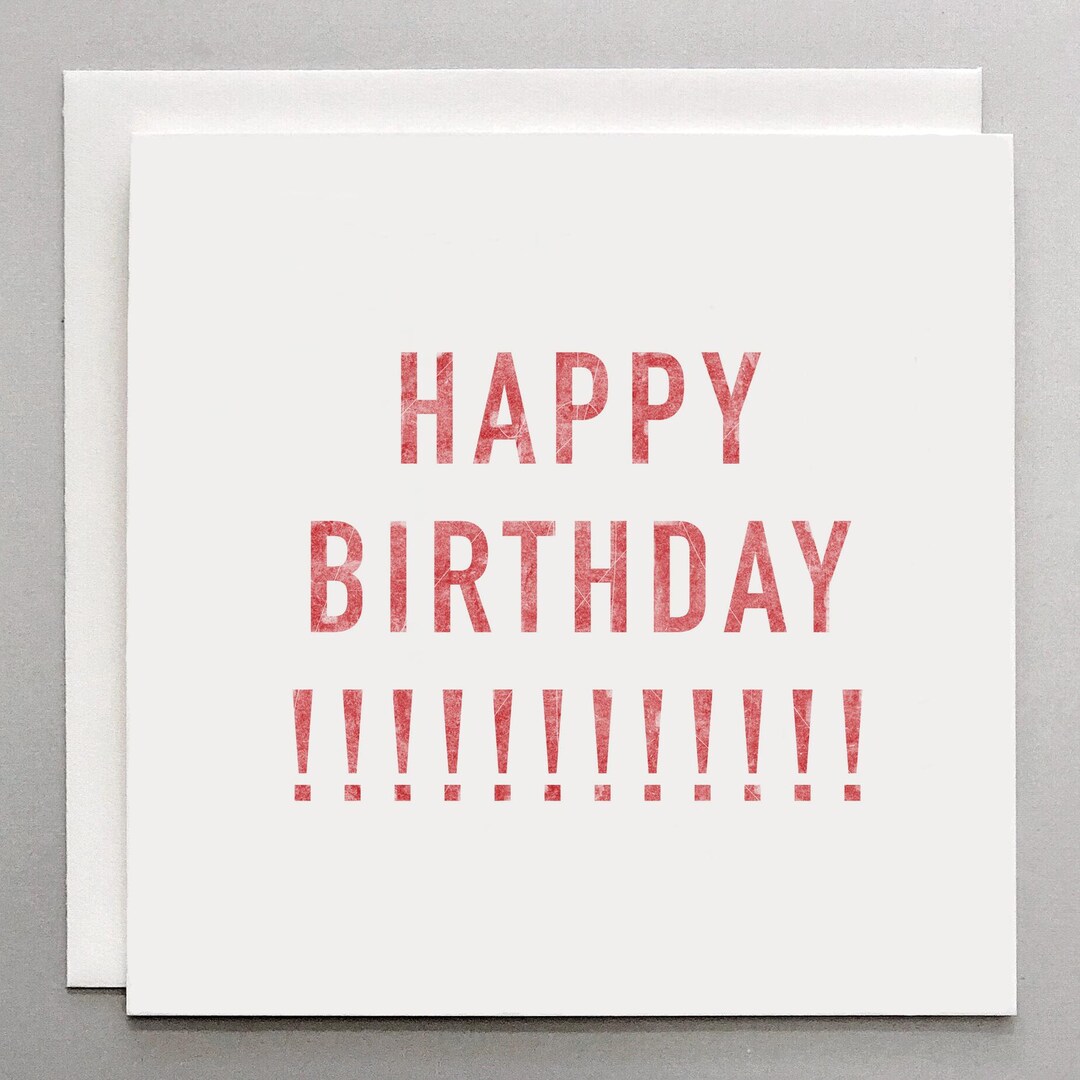 Happy Birthday Card - Red Typography Lettering - Cotton Archival ...