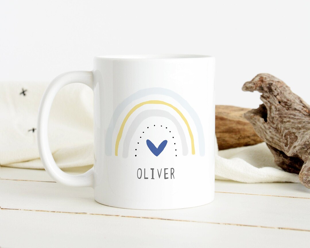 Child Mug, Mug for Boy, Personalized Name, Kids Mug, Rainbow Mug ...