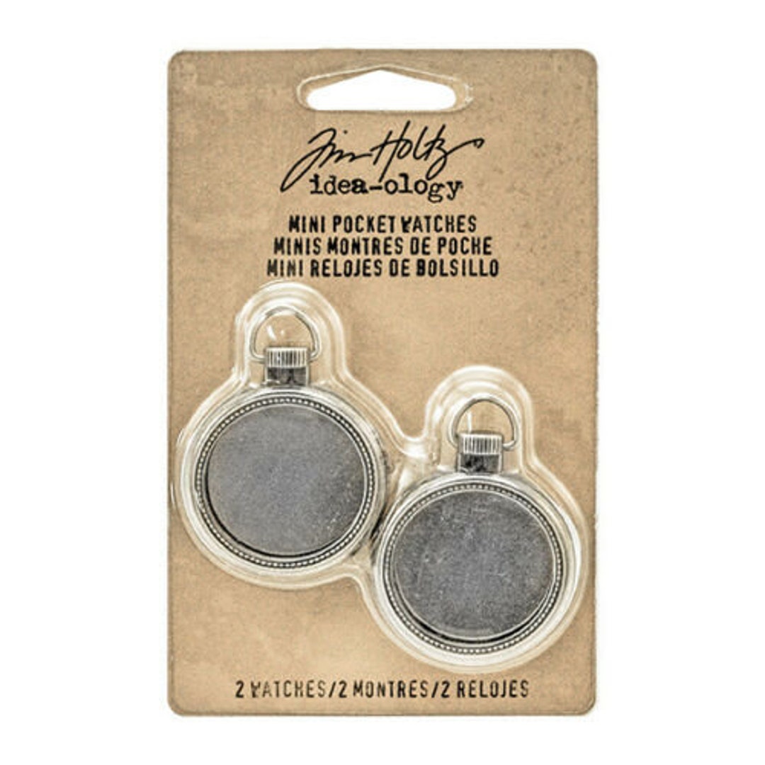 Tim Holtz Idea-ology Mini Pocket Watch Embellishments 2/pack, Antique ...
