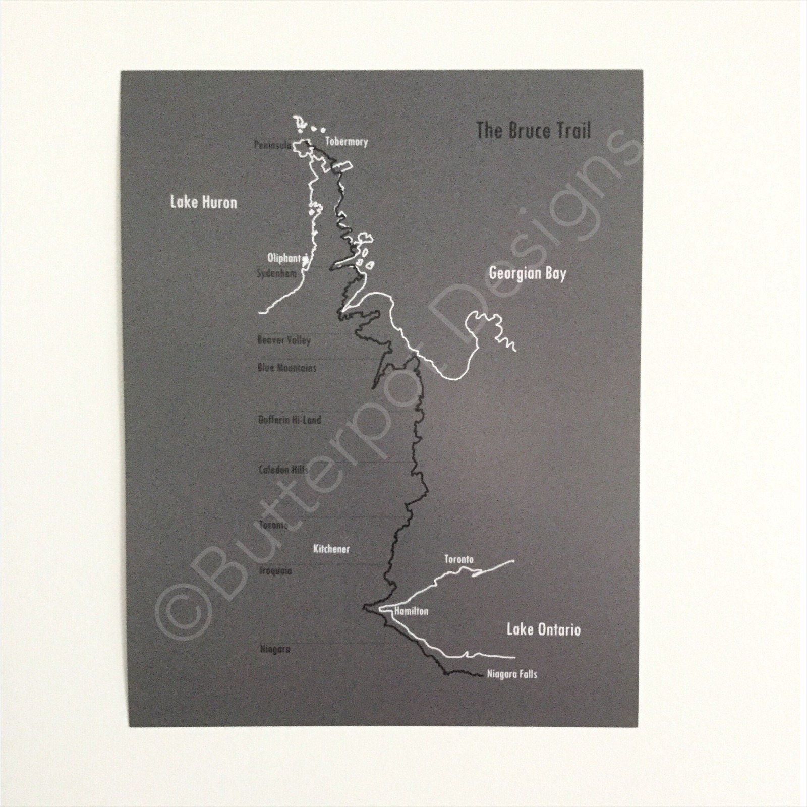 The Bruce Trail Map Prints Printed maps of the Bruce Trail in | Etsy