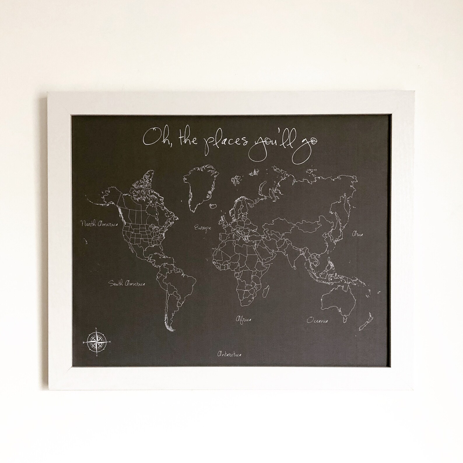 Custom Modern World Travel Map Framed Customizable | Etsy