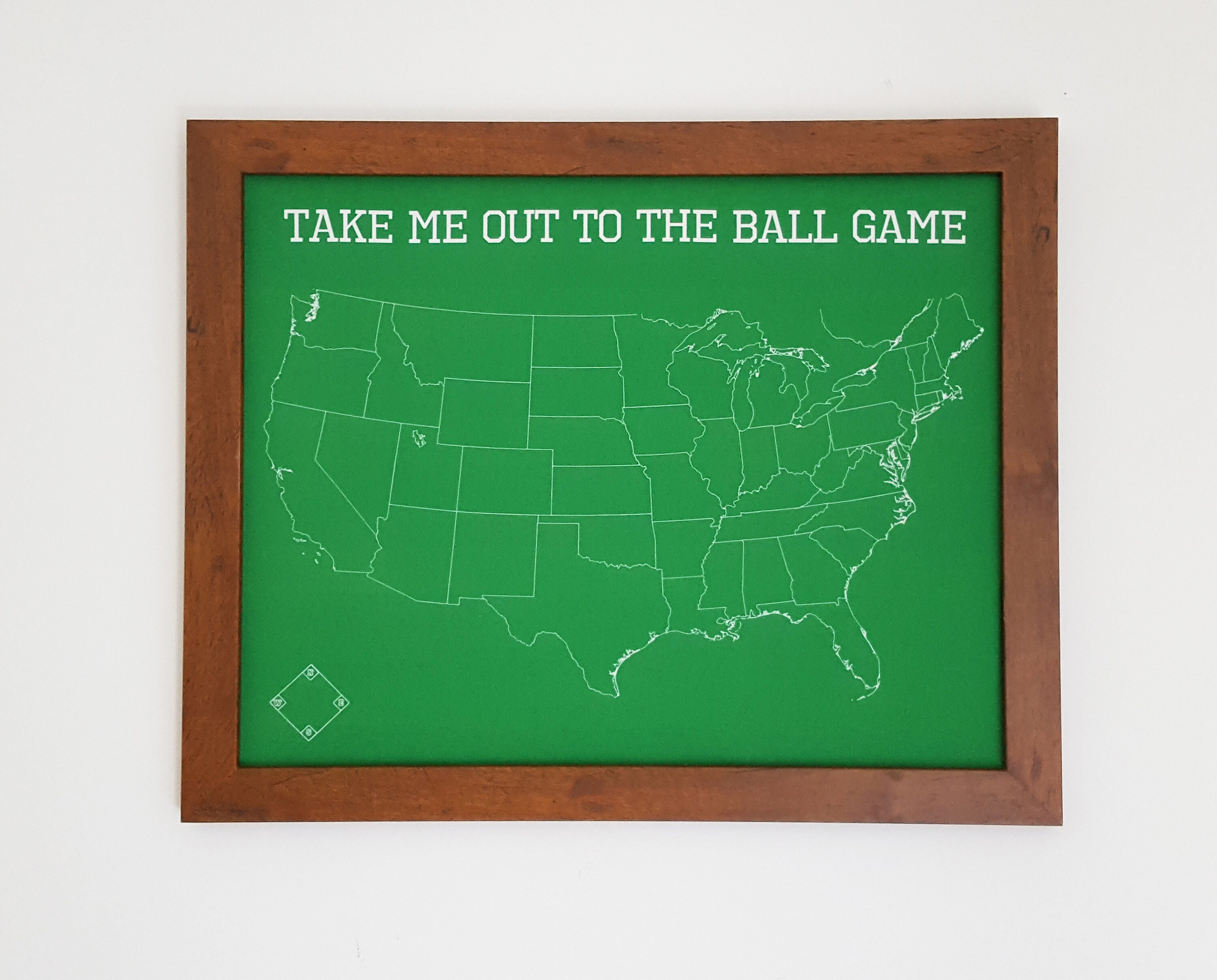 Baseball Stadium Map | Map of MLB Ballparks | Ballpark Map | Framed and ...