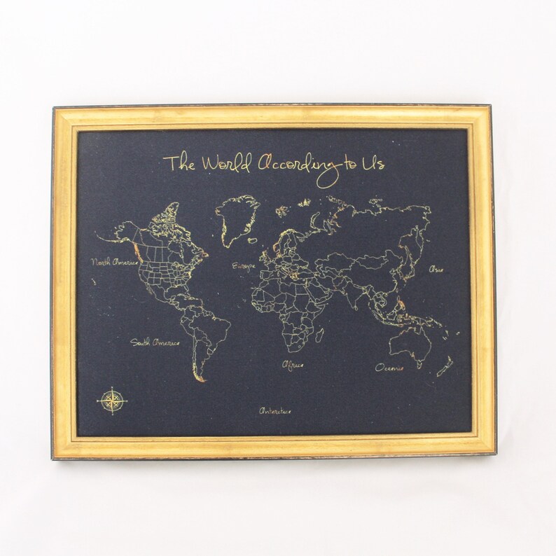 Custom Modern World Travel Map Framed Customizable | Etsy