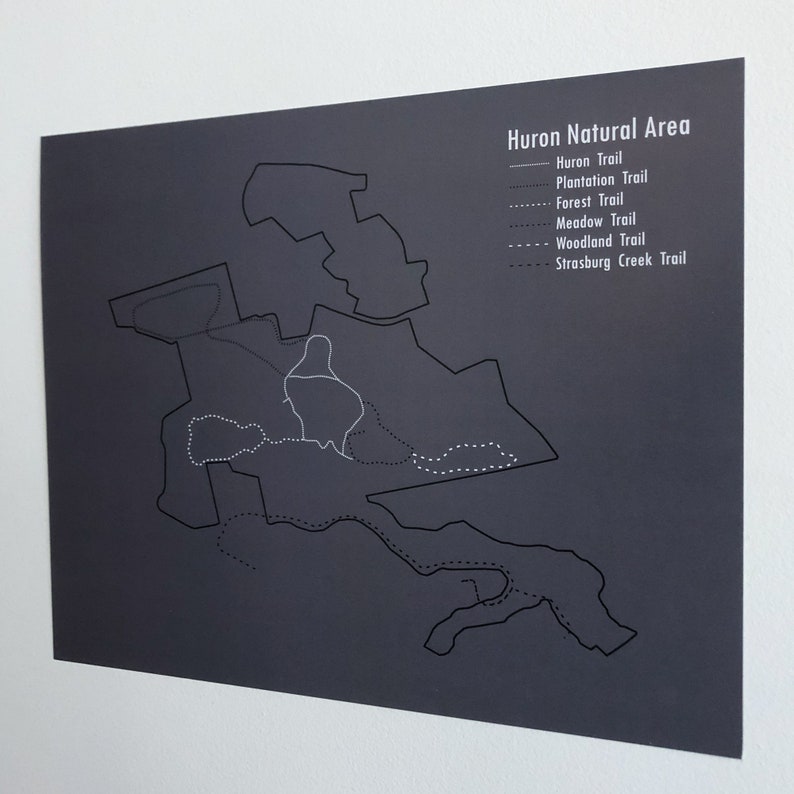 Framed Huron Natural Area Trail Map Prints Printed Maps of - Etsy