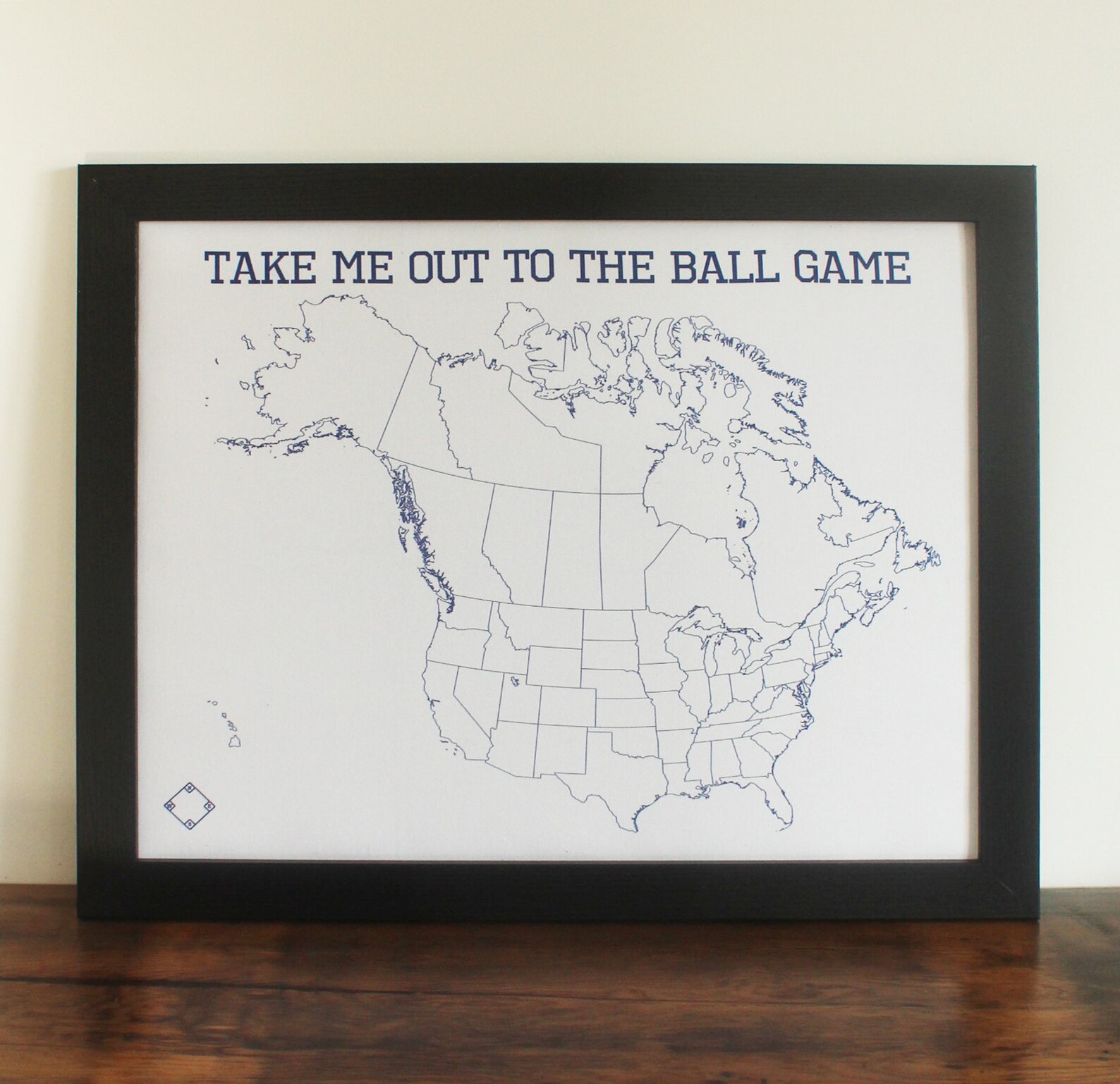 Baseball Stadium Map Map of MLB ballparks Ballpark map | Etsy