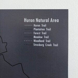 Framed Huron Natural Area Trail Map Prints, Printed Maps of the Huron ...
