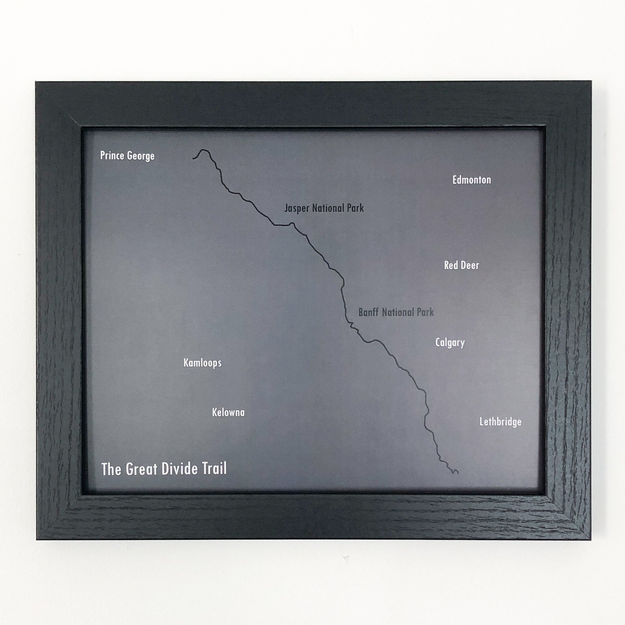 Framed Great Divide Trail Map Prints, Printed Maps of the Great Divide ...
