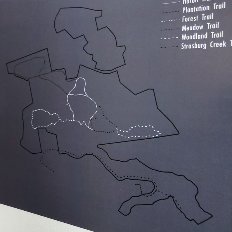 Framed Huron Natural Area Trail Map Prints Printed Maps of - Etsy