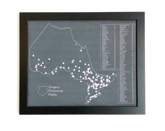 Ontario Provincial Parks Map Map for Pins, Printed on Fabric and Framed ...