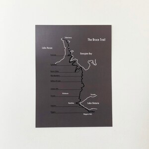Bruce Trail Map Postcard Prints, Printed Maps of the Bruce Trail in ...