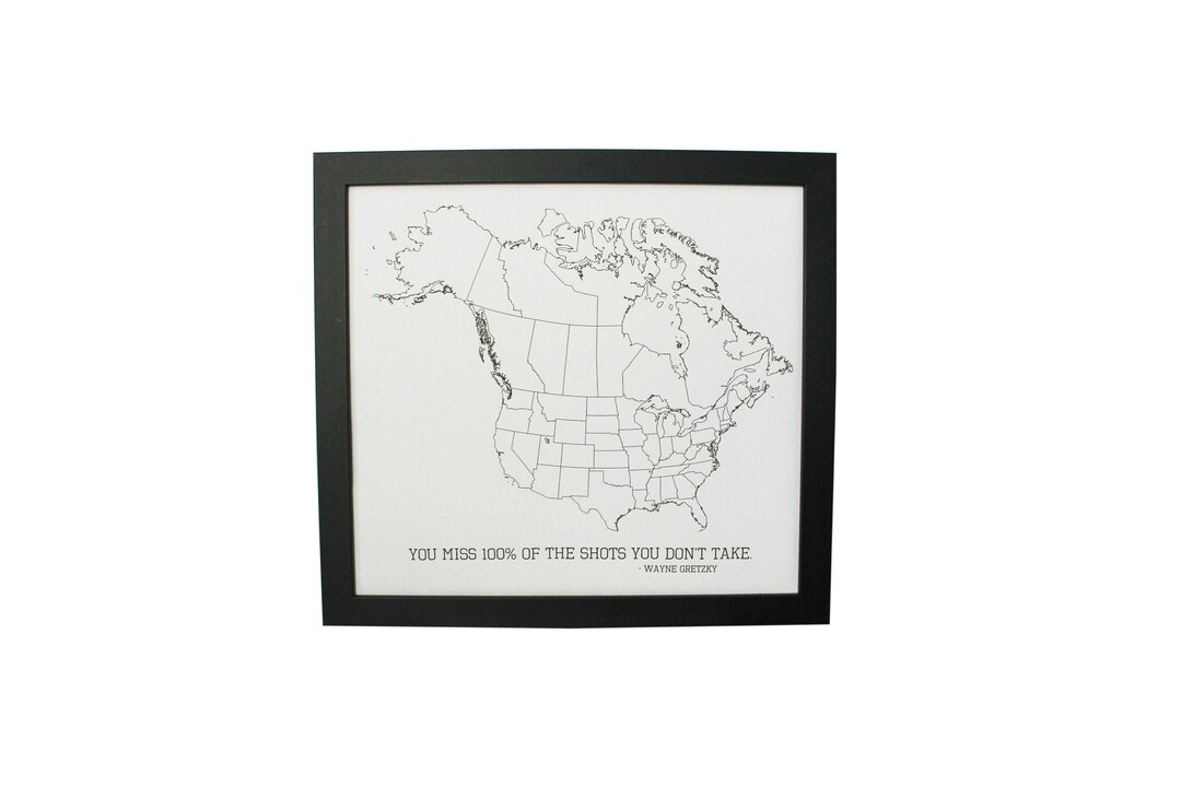 Hockey Fan Custom Push Pin Map Pinnable Maps to Mark the NHL, CHL and ...