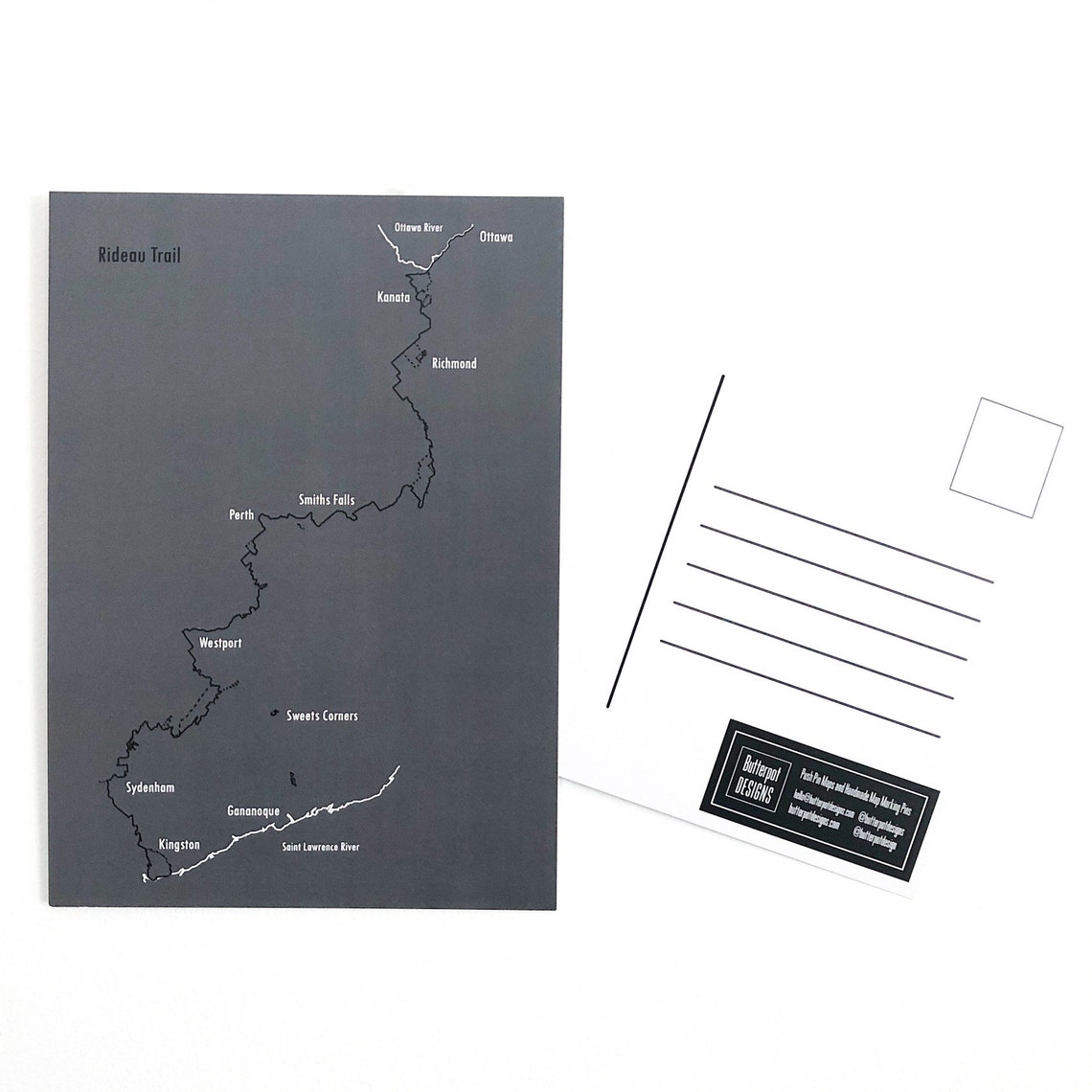 Rideau Trail Map Postcard Prints Printed maps of the Rideau | Etsy