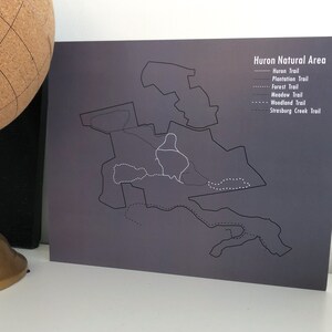 Framed Huron Natural Area Trail Map Prints, Printed Maps of the Huron ...