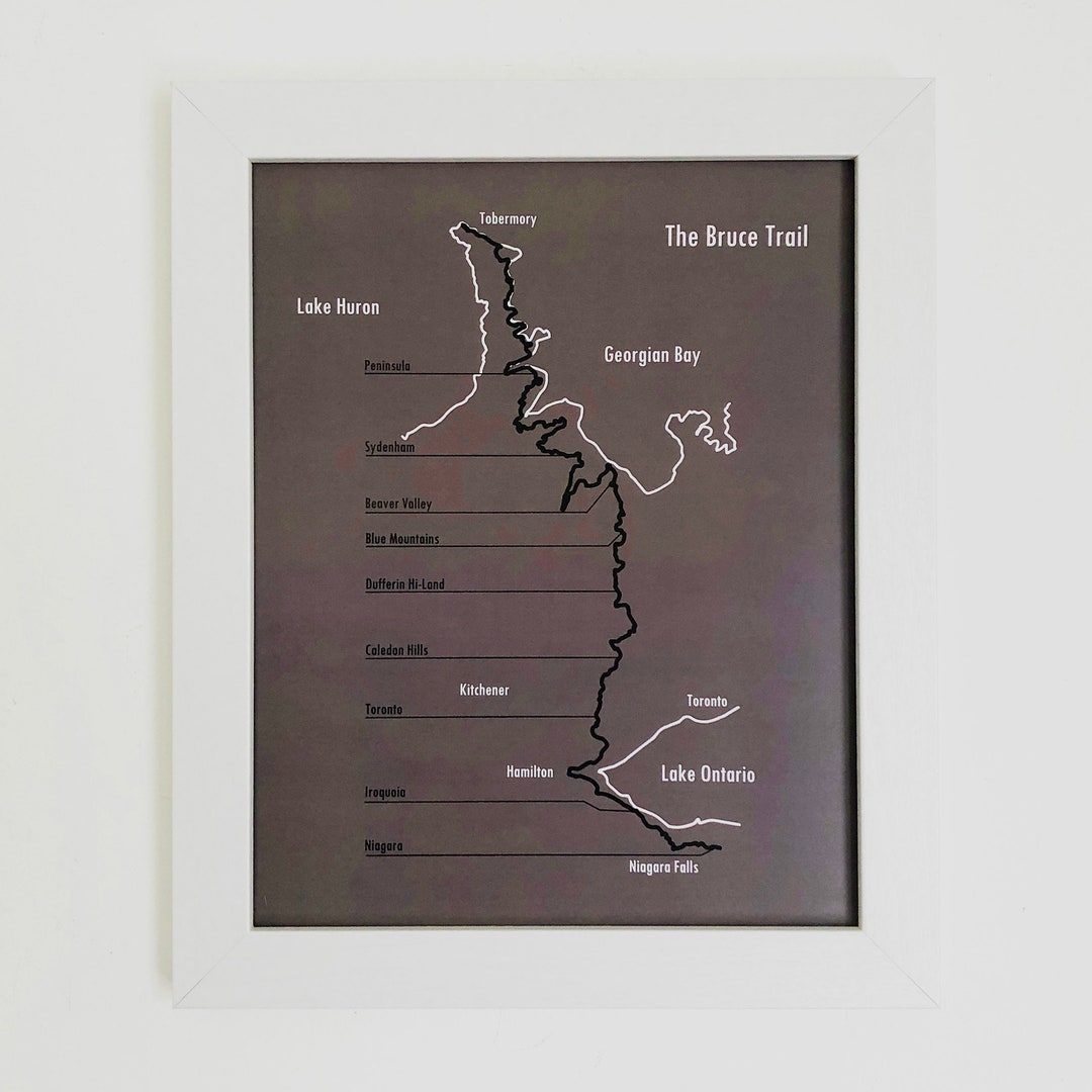 Framed Bruce Trail Map Prints, Printed Maps of the Bruce Trail in ...