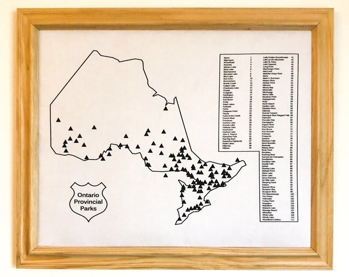 Ontario Provincial Parks Map Map for Pins, Printed on Fabric and Framed ...