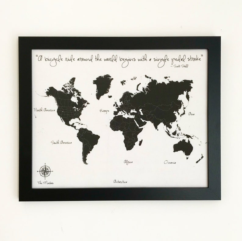 Custom Modern World Travel Map | Framed | Customizable | Printed on ...
