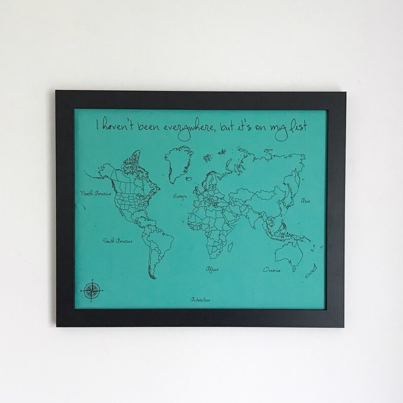 Custom Modern World Travel Map Framed Customizable | Etsy