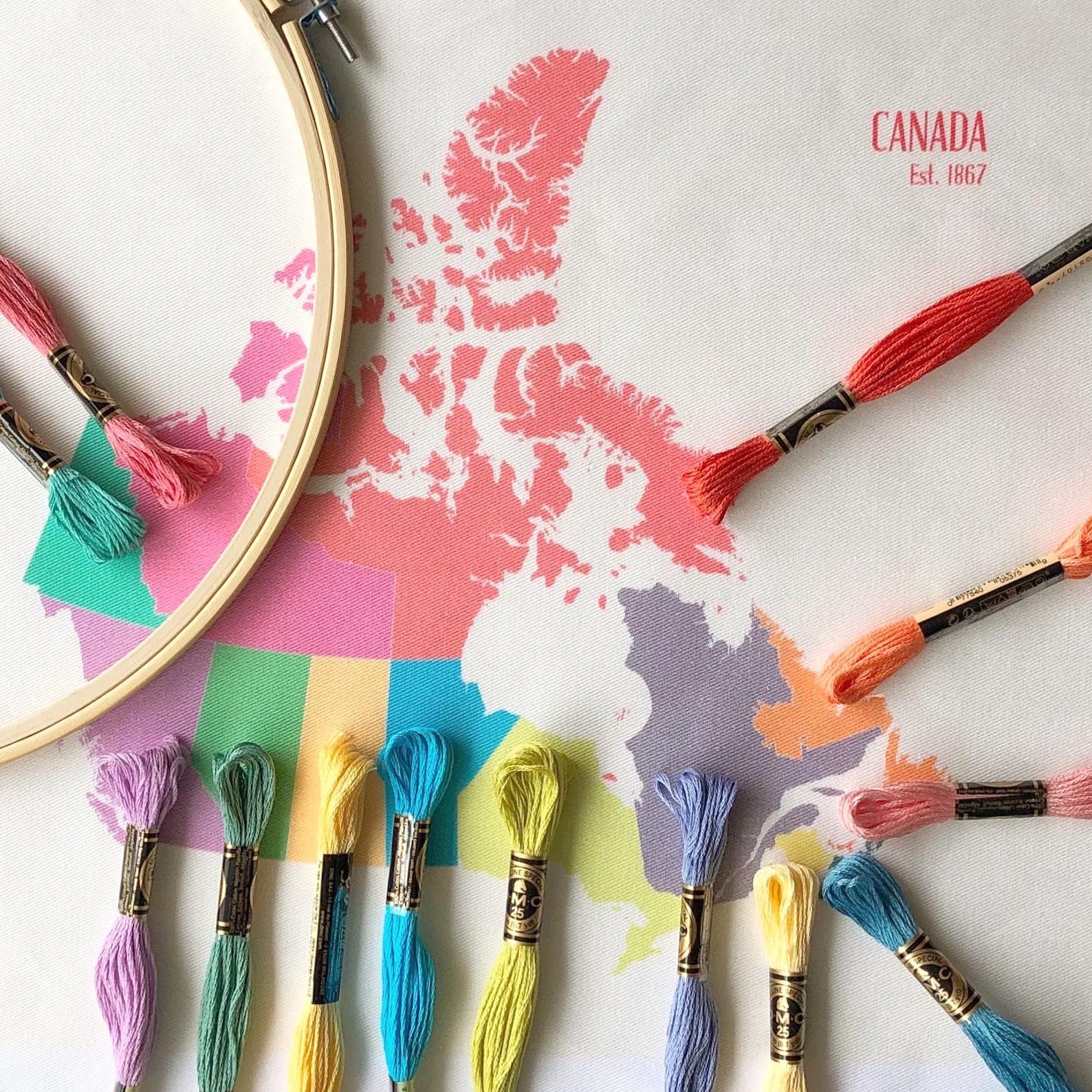 Embroidery Kit Map of Canada | DIY Canada Map Stitch Sampler - Etsy