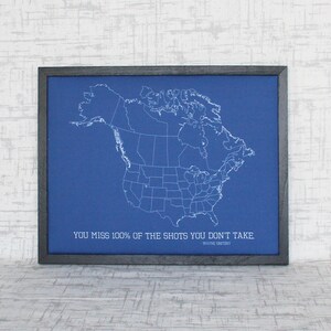 Hockey Fan Custom Push Pin Map Pinnable Maps to Mark the NHL, CHL and ...