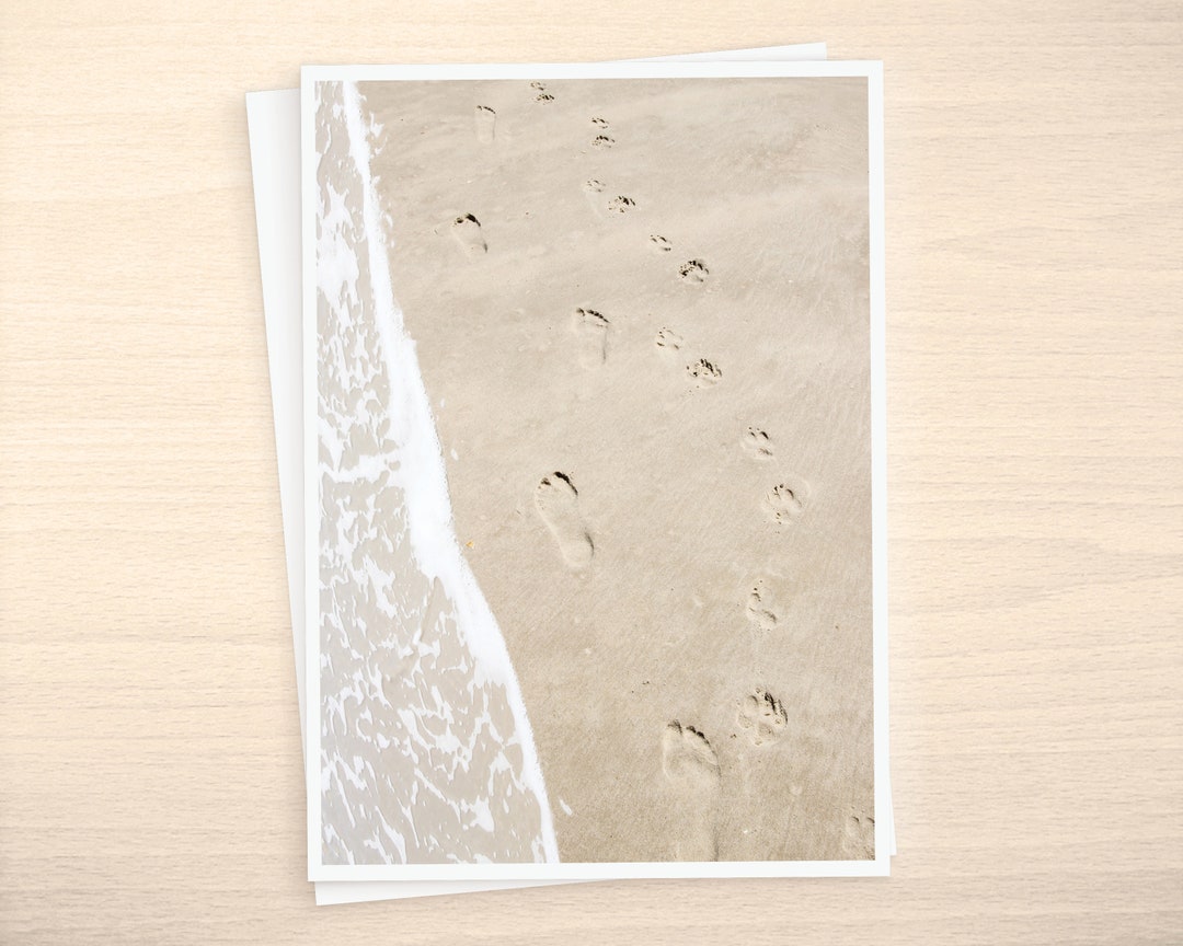 5x7 Note Card Blank or With Custom Text Inside Footprints - Etsy