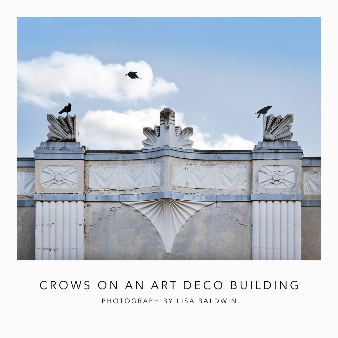 Photo of Crows on an Cracked and Crumbling Art Deco Building - Etsy