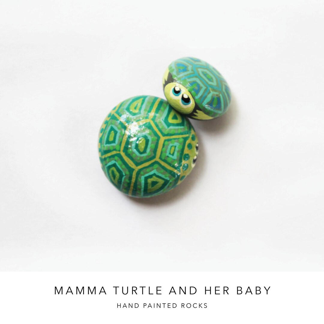 Mamma Rock Turtle and Her Baby A Happy Little Rock Turtle Family ...