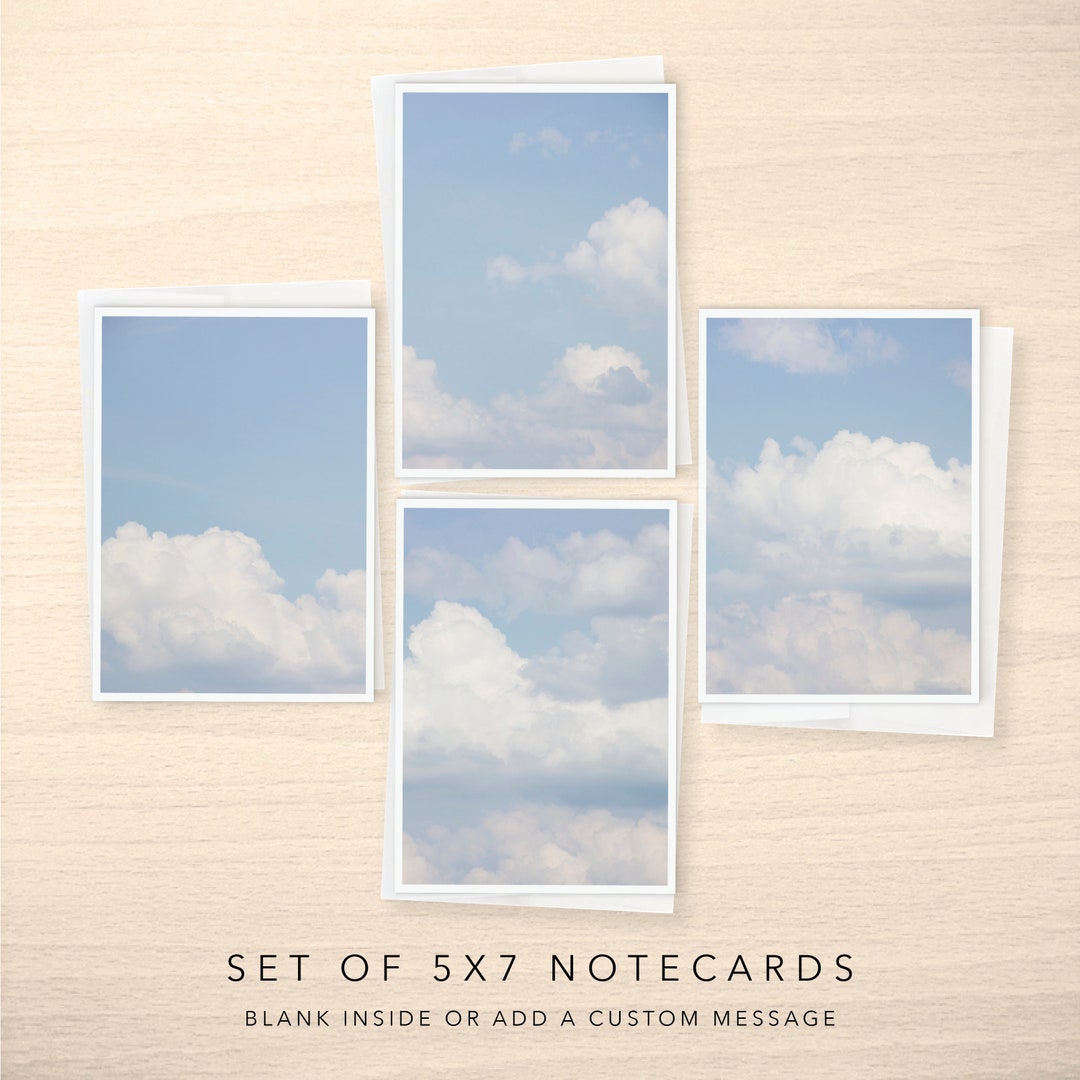 Set of 4 - 5x7 Note Cards - Blank or With Custom Text Inside - Fluffy ...