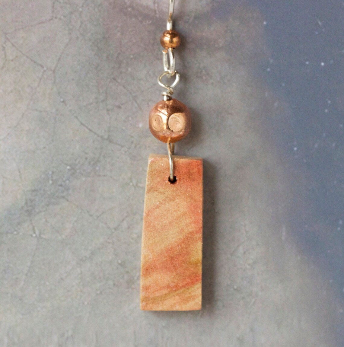 Red Flame Box Elder Wood Earrings With Copper Bead Accents and - Etsy