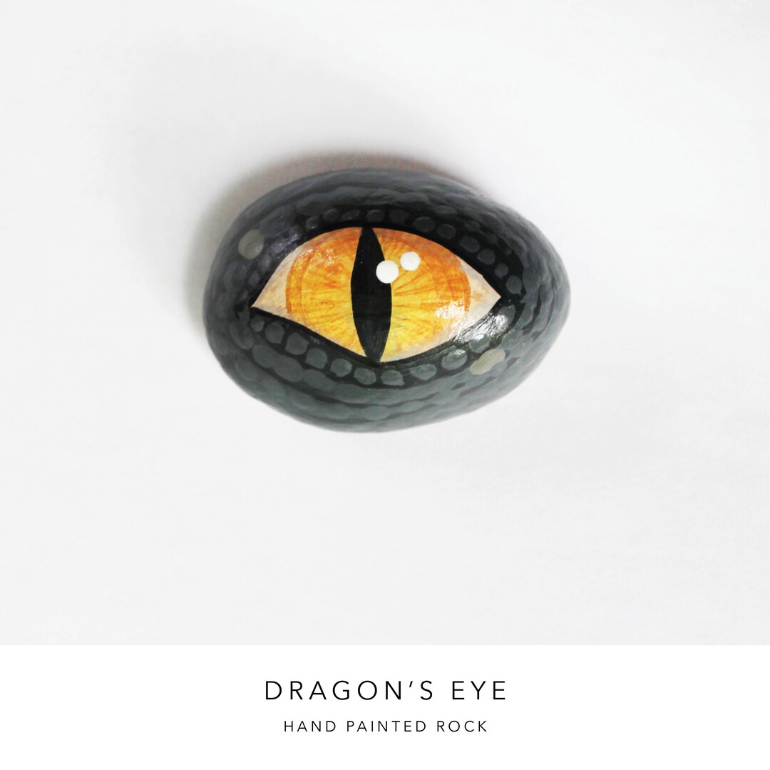 Yellow Dragon's Eye Painted Rock - Mythical Fantasy Creature ...