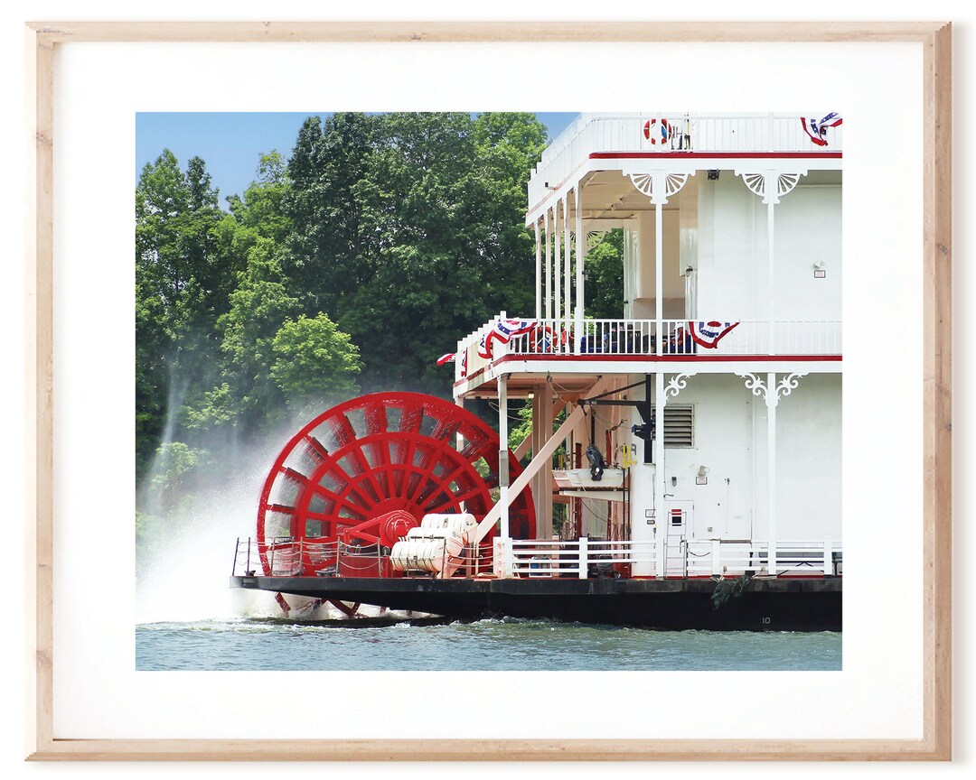 Photo of a Vintage Southern Riverboat With a Bright Red - Etsy