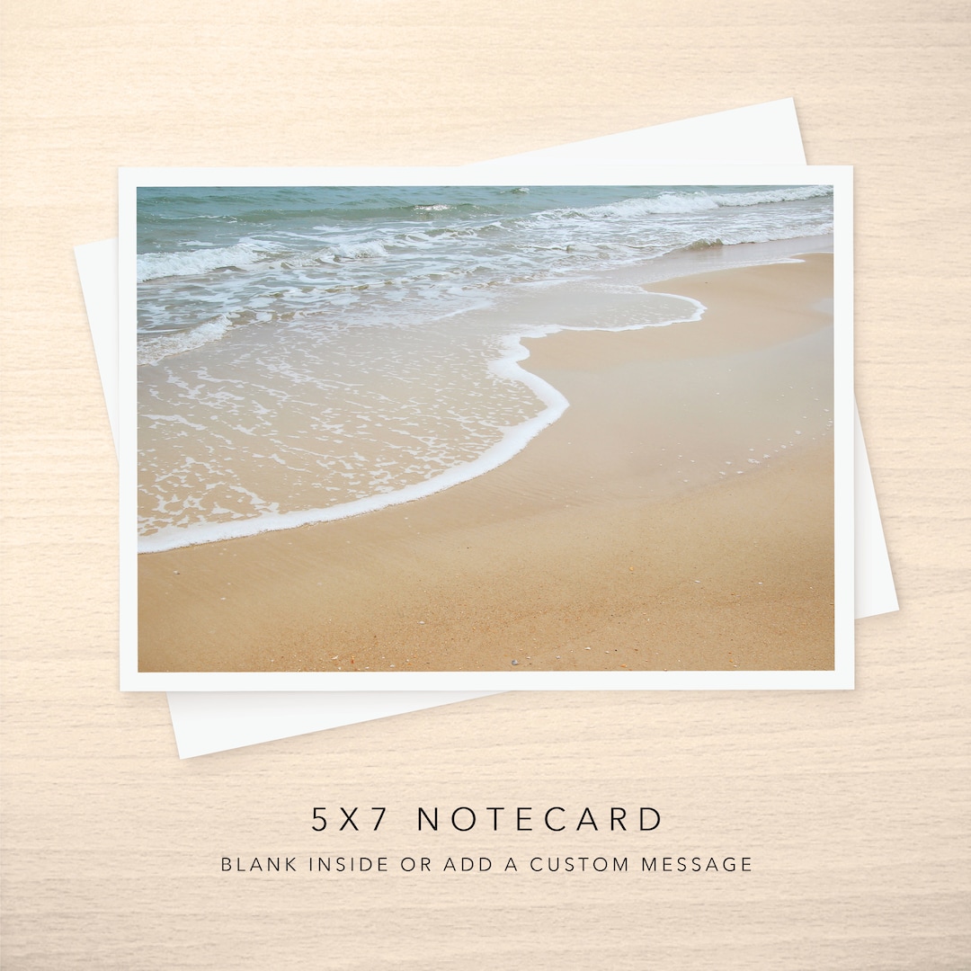 5x7 Note Card - Blank or With Custom Text Inside - Waves Rolling in ...