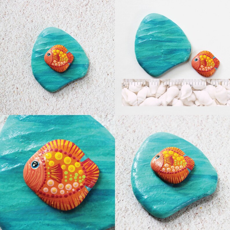Painted Funky Fun Fish Rock - Ocean Sea Creature With Water Background ...