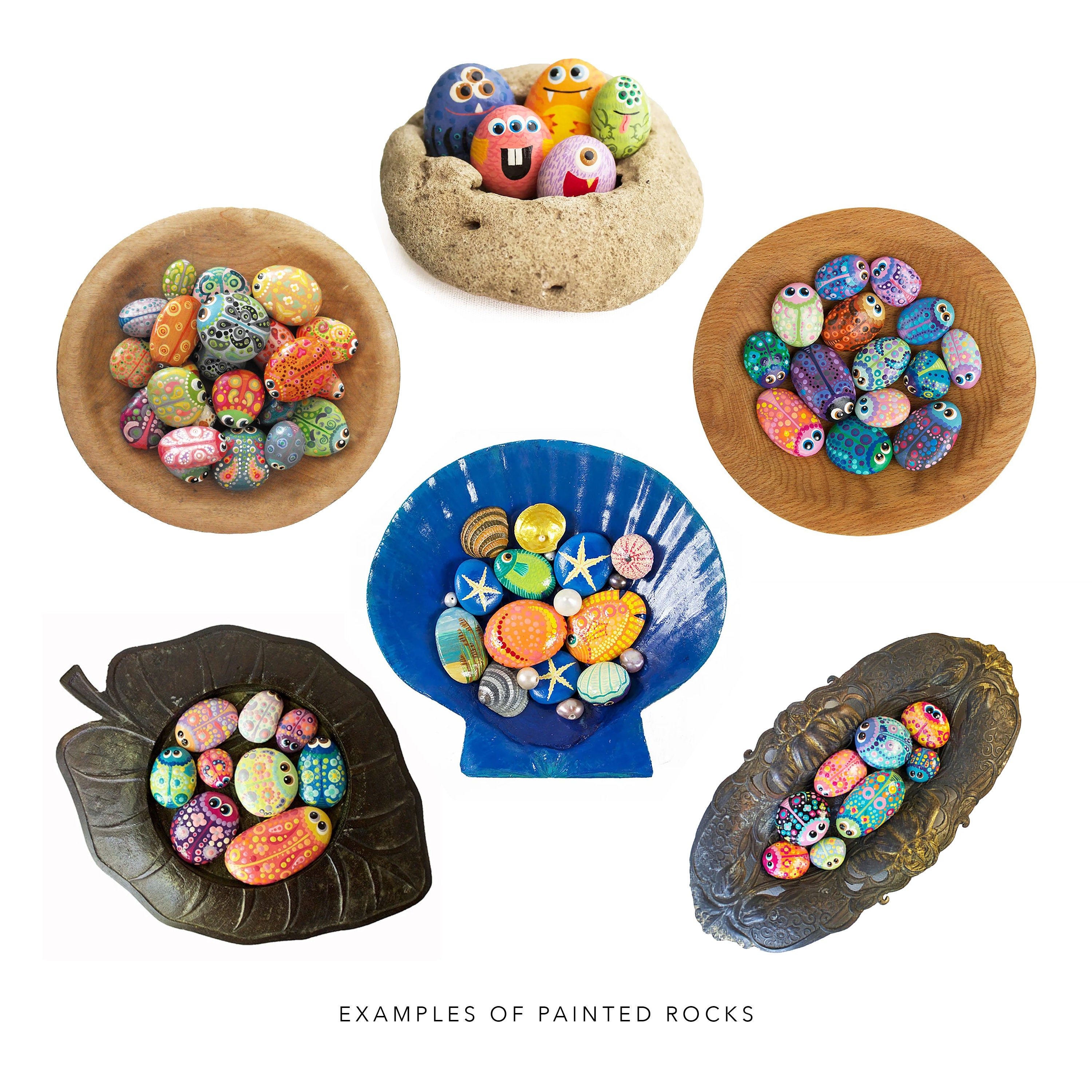 Tiny Painted Fish Rock - Ocean Sea Creature With Water Background Rock ...