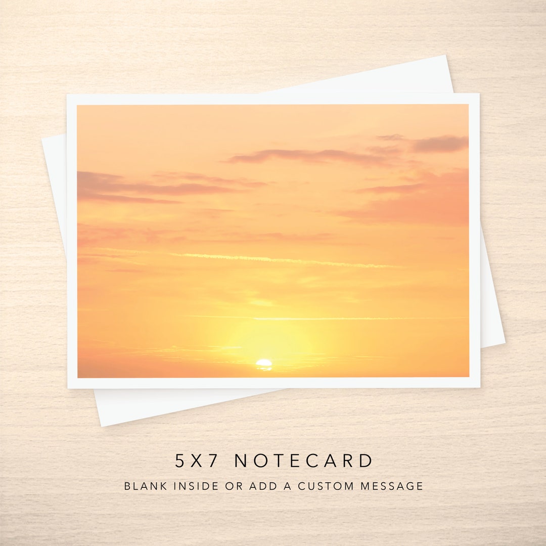 5x7 Note Card - Blank or With Custom Text Inside - Sunrise Pink Yellow ...