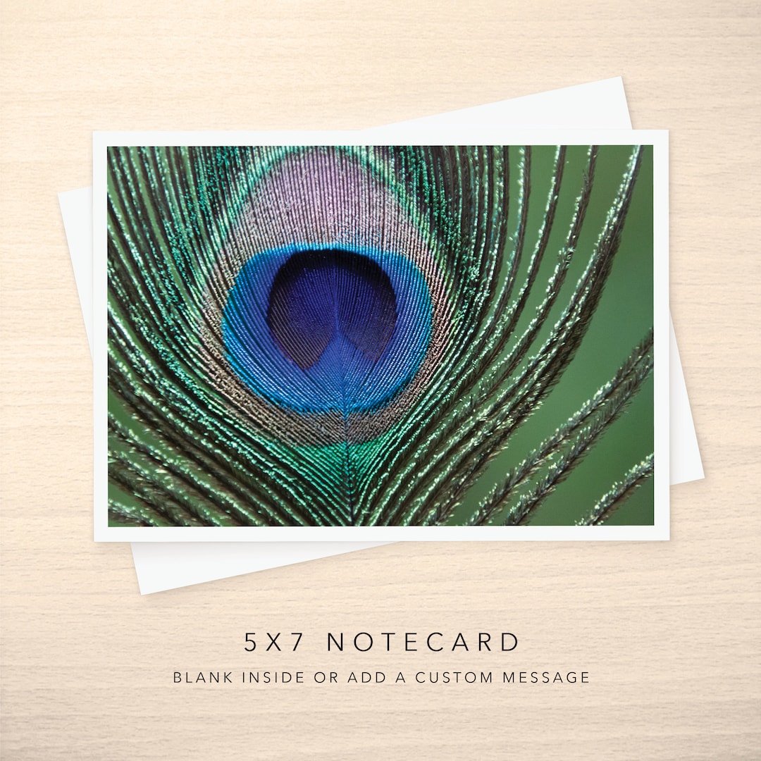 5x7 Note Card - Blank or With Custom Text Inside - Blue and Green ...