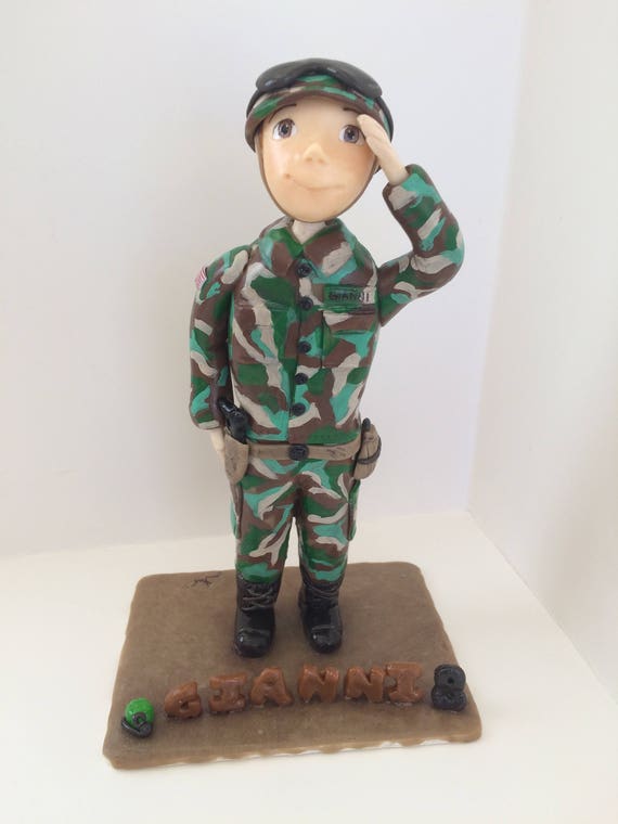 Birthday cake topper - Soldier clay figure -Custom boy figurine by ...
