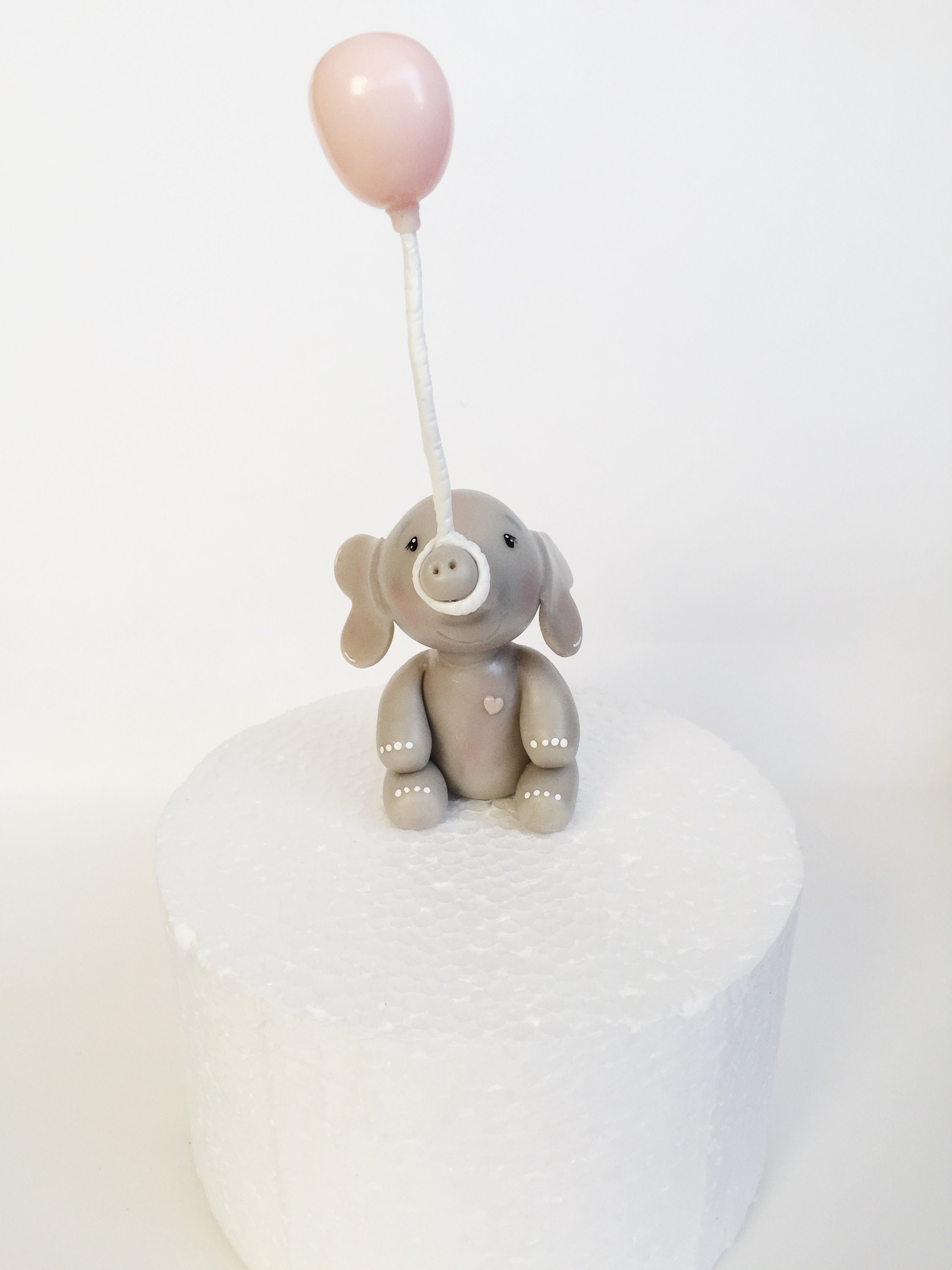 Cute elephant cake topper. Clay elephant figure with balloon. | Etsy