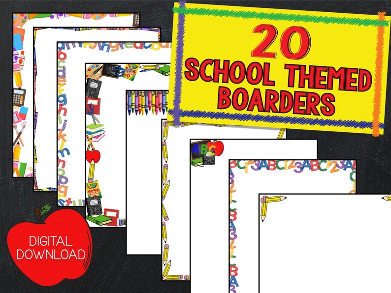 School Themed Boarders Digital Download - Etsy